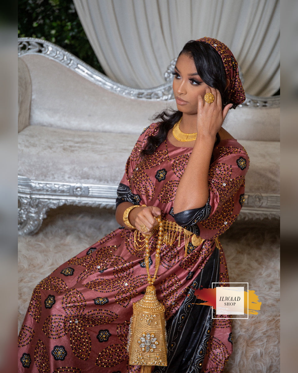 Brown Pinkish Shaash (With Stonework) [NOT SEWN] – Ilwaad Shop